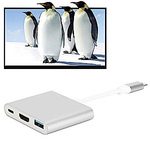 Shanrya Converter, 3 in 1 Type‑c Adapter, 1PCS Plug and Play for Education Presentations Films Exhibitions(Silver)