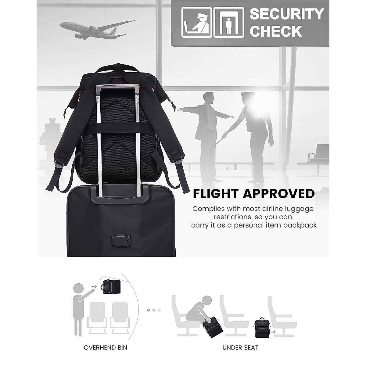 LOVEVOOK Laptop Backpack Women, 15.6 Inch Computer Backpack with Charger, Water Resistant Teacher Bag Work Backpack with Laptop Compartment for Travel Business College Bookbag, Black