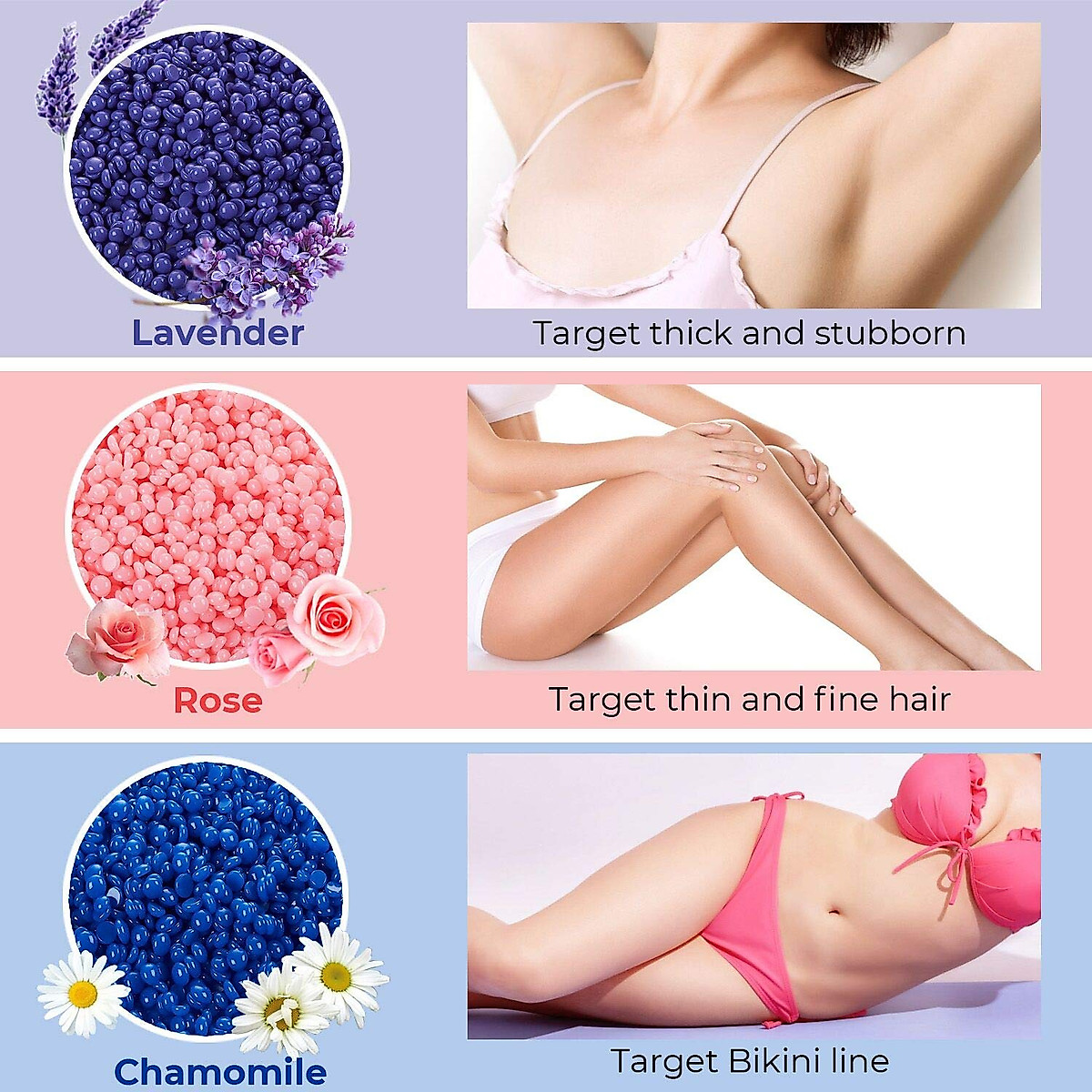 Wax Beads for Hair Removal, Keethem 10.5oz Hard Wax Beans Coarse Hair Waxing Beads for Face, Eyebrow, Bikini Brazilian for Women Men with 10 Applicators 3 packs