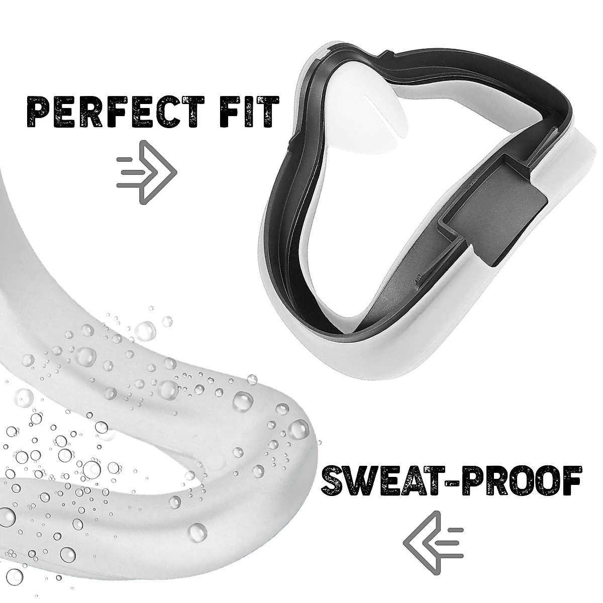 VR Silicone Cover for Oculus Quest 2 - Washable Sweat-Proof Anti-Leakage Light Blocking (Grey)