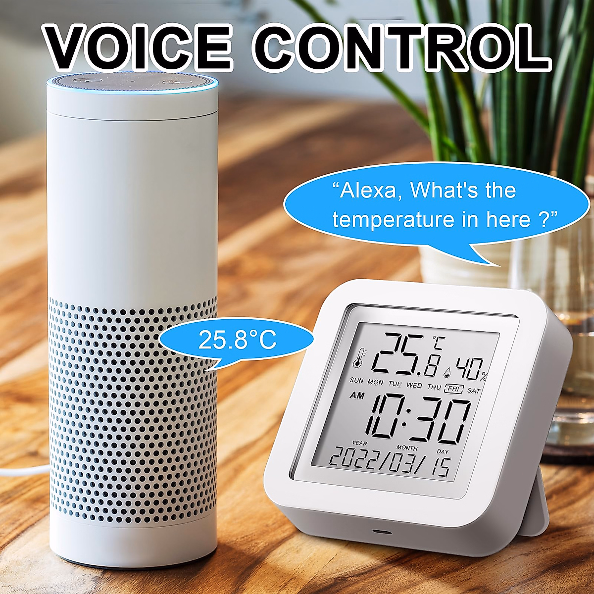 Flutesan 2 Pcs Smart Wireless Temperature Monitor Humidity Monitor Wireless Hygrometer Thermometer Digital Room Compatible with APP Notification Alert and LCD Display House