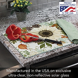 CounterArt Farmhouse Fall Decorative 3mm Heat Tolerant Tempered Glass Cutting Board 15" x 12" Manufactured in the USA Dishwasher Safe