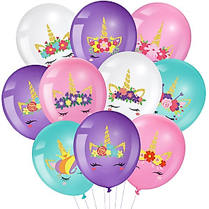 45 Pieces Unicorn Balloons Unicorn Latex Balloons Rainbow Party Balloons Arch Kit Column Garlands Balloons for Girls Birthday Unicorn Themed Baby Shower Ideal Party Decorations Supplies