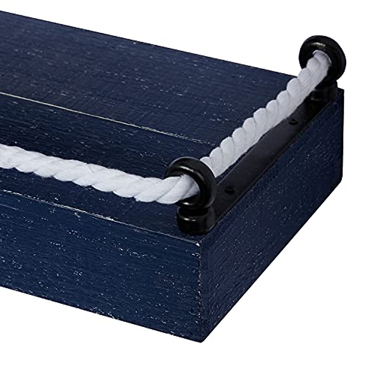 Deco 79 Wood 3 Shelves Wall Shelf with Knotted Rope, Set of 3 32", 25", 17"W, Blue