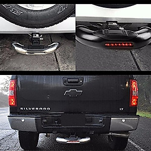 Chrome 19" Pedal Class III 1.25/2.00" Receiver 3.00" Round LED Brake Light Trailer Tailgate/Hitch Step Bar (Requires Use of a 5/8" Hitch Pin)
