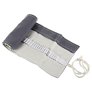 PATIKIL Handmade 36 Slots Roll Up Pencil Case, 2 Pack Canvas Pencil Wrap Pouch Pen Holder Organizer for Artist Drawing Coloring Sketching, Gray