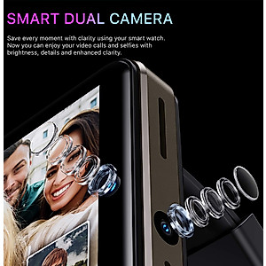 Rainbuvvy DM101 4G Smart Watch for Men 2.41" Display Android 7.1 1GB RAM 16GB ROM 2080mAh Watch Phone with Face ID Dual Camera Bluetooth GPS IP67 Waterproof Smartwatch (Black - 1GB+16GB)