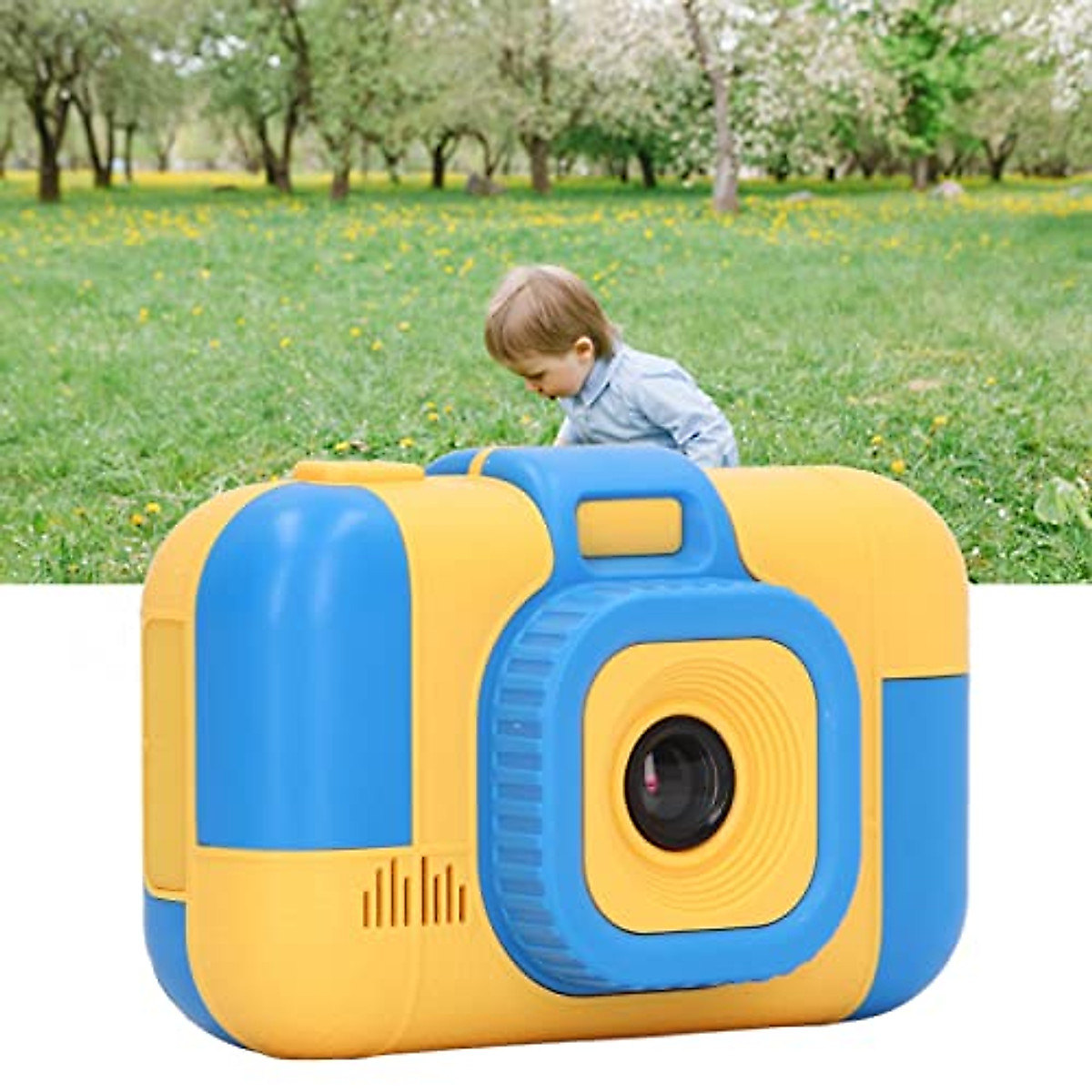 Kids Digital Camera, Portable ABS Kids Digital Camera with Cartoon Photo Frame Dual Cameras 40MP Support Video Recording Round Lovely Childrens Camera