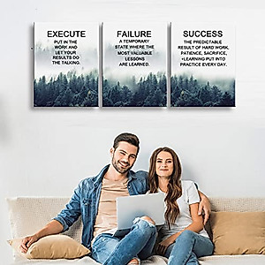 Canvas Wall Art Success Quote, Office Wall Art, inspirational wall art Large Poster, motivational wall art Positive Motivational Set of 3 Prints, Execute Failure Definition, Inspirational poster Print 11.5" x 15" 3 Pieces A-273