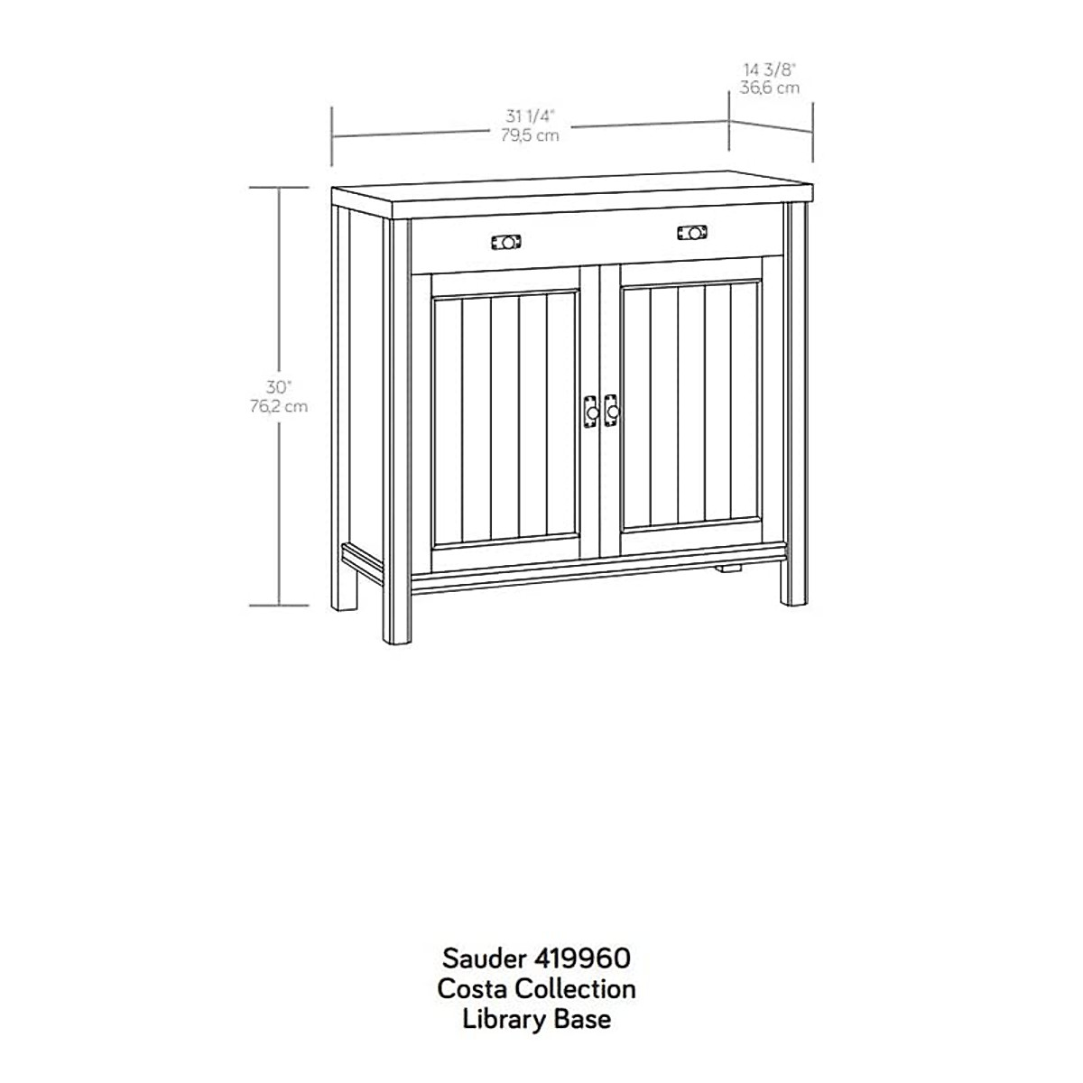 Sauder Costa Library Base, Chalked Chestnut finish