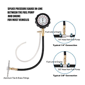 JIFETOR Fuel Injection Pump Pressure Tester Gauge Kit, Car Gasoline Gas Fuel Oil Injector Test Manometer Tool Set 0-140PSI, Universal for Auto Truck SUV Motorcycle ATV RV