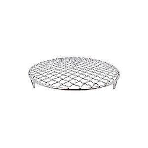 Chris-Wang 1Pack Multi-Purpose Round Stainless Steel Cross Wire Steaming Cooling Barbecue Rack/Carbon Baking Net/Grill/Pan Grate with Legs(7 Inches Dia)