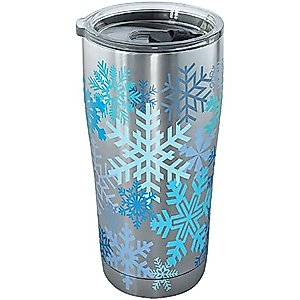 Tervis Snowflakes Stainless Steel Tumbler with Clear Lid 20oz, Silver
