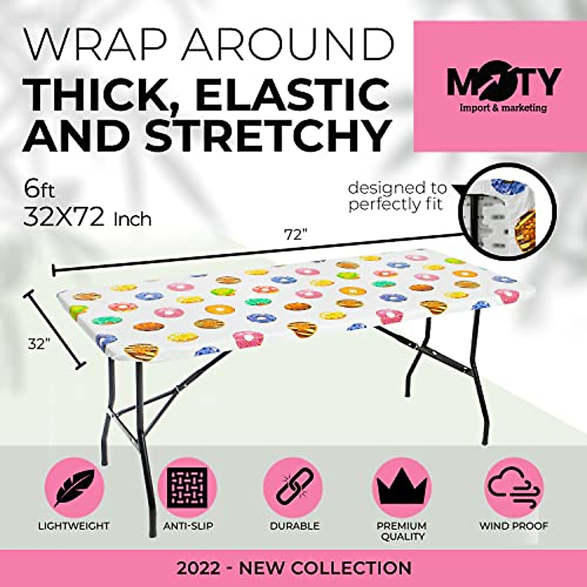 Tablecloth for Folding Table -Fitted Rectangular Table Cloth for 6 Foot – Size 32 x 72 inch - (180 x 75 cm) Plastic Vinyl Flannel Backed with Elastic Rim- for Christmas|Parties, Waterproof