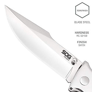 SOG Fielder G10 Folding Pocket Knife - Easy Open 3.3 Inch Foldable Knife Blade w/ EDC Knife Handle and Clip, Stainless Steel Do-It-All Knife (FF38-CP) , Black