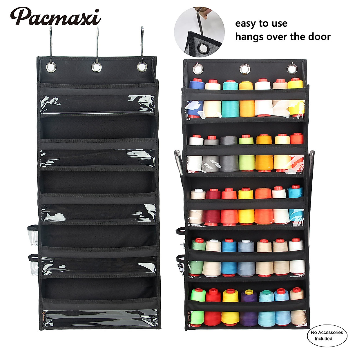 Hanging Sewing & Embroidery Thread Rack Storage, Wall-Mounted Sewing Thread Organizer with 5 Compartments, Over The Door Sewing Organizer Storage for Embroidery Quilting and Sewing Threads (Black)