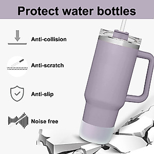 MetaProDAO 2Pcs Silicone Boot for Stanley 40 oz Quencher Tumbler with Handle & Stanley IceFlow 20oz 30oz, Protective Water Bottle Bottom Sleeve Cover, Stanley Cup Accessories (white)