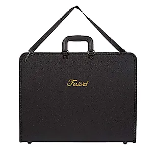 Sports Festival Art Portfolio Case Poster Board Storage Bag with Shoulder Strap 28 x 20.5 Inches Large Print Case for Sketch Drawing, Black