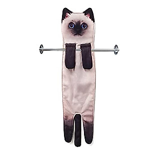 Infaccial Cat Hand Towels for Bathroom Kitchen-Cute Cat Hanging Towel Decorative Animal Washcloths Face Towels Cat Decor-Funny Housewarming Cat Gifts for Cat Lovers (Siamese Cat)