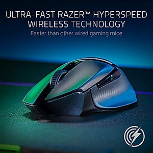 Razer Basilisk X Hyperspeed Razer 5G Advanced 16K DPI Optical Sensor Wireless Gaming Mouse with Up to 450 Hours of Battery Life, Mechanical Mouse Switches (Black)