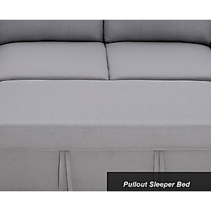 Sleeper Sofa Couch Bed with Pull Out Couch Living Room Set Sectional Sleeper Sofa with Storage Chaise Modular Couch Fabric Sofa Bed in Grey