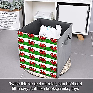 Welsh Dragon Flags Canvas Collapsible Storage Bins Cube Organizer Baskets with Handles for Home Office Car