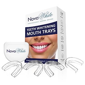 NovaWhite Teeth Whitening Trays - Moldable, Trimmable, Custom Fit, Comfortable, BPA FREE, Latex Free, Dental Grade Guard - (4) Mouth Trays, Hygienic Case – Easy to Mold, Mouth Tray for Tooth Whitening