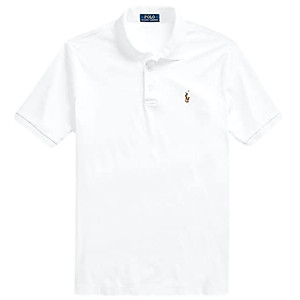 POLO RALPH LAUREN Men's Big and Tall Short Sleeve Pima Soft-Touch Polo Shirt (4XB, WhiteSigPny)