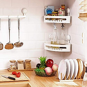 Bathroom & Kitchen Suction Cup Storage Basket Set Pack of 3 Wall Mounted Organizer for Toothbrush, Shampoo, Soap, Shower Caddy Drill-Free with Vacuum Suction Cup for Kitchen & Bathroom