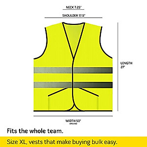 PeerBasics Pocket Safety Vest Bulk Pack Reflective High Visibility Men Women