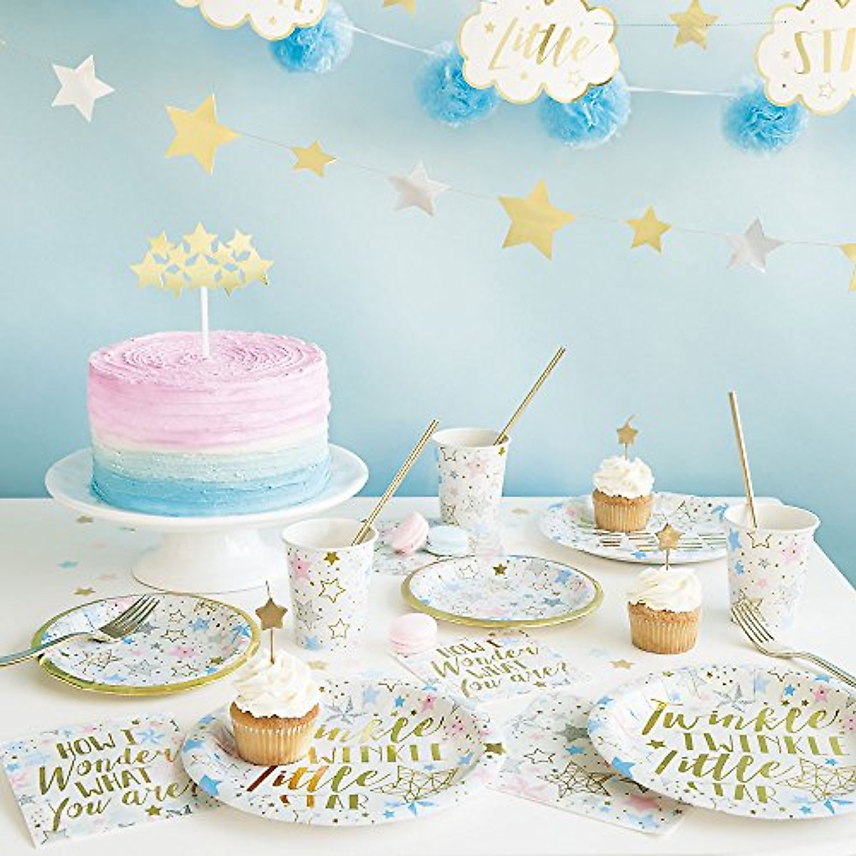 Twinkle Twinkle Little Star Paper Garland - 7 Ft | White & Gold | 1 Pc