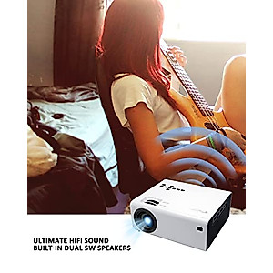 Projector,Native 1080P HD Projector,200" Display & 25% Zoom, Video Projector Compatible with TV Stick/PC/USB/Smartphone,Mini Portable Projector for Home Cinema& Outdoor Movie