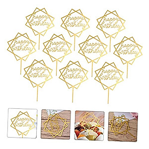 Abaodam 12 pcs Cuake Gold Insert Sweet Delicate Dessert Mirror Glitter Picks Baby Flags Double-sided or Decorations Decorative for Birthday Fruit Adults Party Ornaments Wedding Toppers