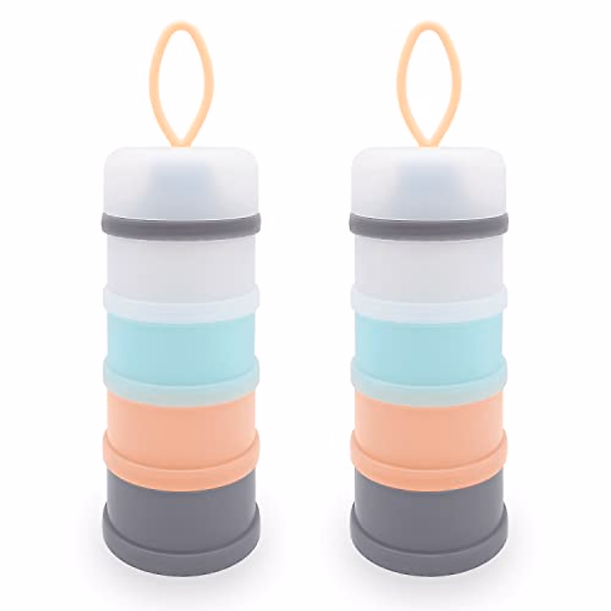 LADISO Baby Formula Dispenser, Formula Container, Portable Milk Powder Container, Non-Spill Stackable Baby Snack Storage Container, Baby Feeding Travel Storage Container, BPA Free, 4 Layers 2 Packs