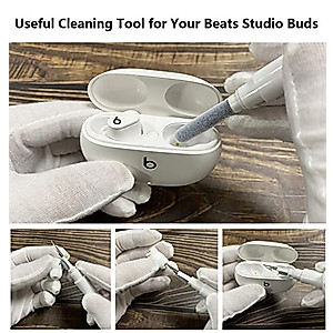 Olytop for Beats Studio Buds/Buds + Case with Cleaner kit 2021/2023, Soft Silicone Case New Beat Studio Buds Plus Cover Protective Skin with Keychain, Cleaning Pen for Beat Studio Earbuds, Milk Tea