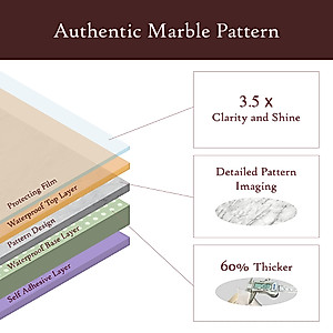 Marble Peel and Stick Wallpaper (24" x 118", White Matte) Self-Adhesive Renter Friendly Contact Paper Removable Waterproof Vinyl Faux Granite Décor for Furniture Upcycling