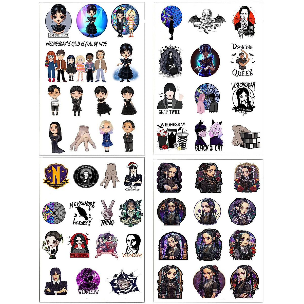 Wednesday Temporary Tattoos Stickers for Kids Party Favors Decoration Supplies 20 Sheet Tattoo Stickers for Boys Girls Goody Treat Bag Stuff Fillers School Gift Rewards