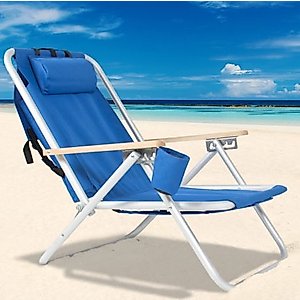 COLIBROX Beach Chair-Backpack Beach Chair Folding Portable Chair Blue Solid Construction Camping-Patio Chairs--Color Blue-Patio Furniture Sets-For camping, pool days, patio furniture and so much more-Guaranteed!