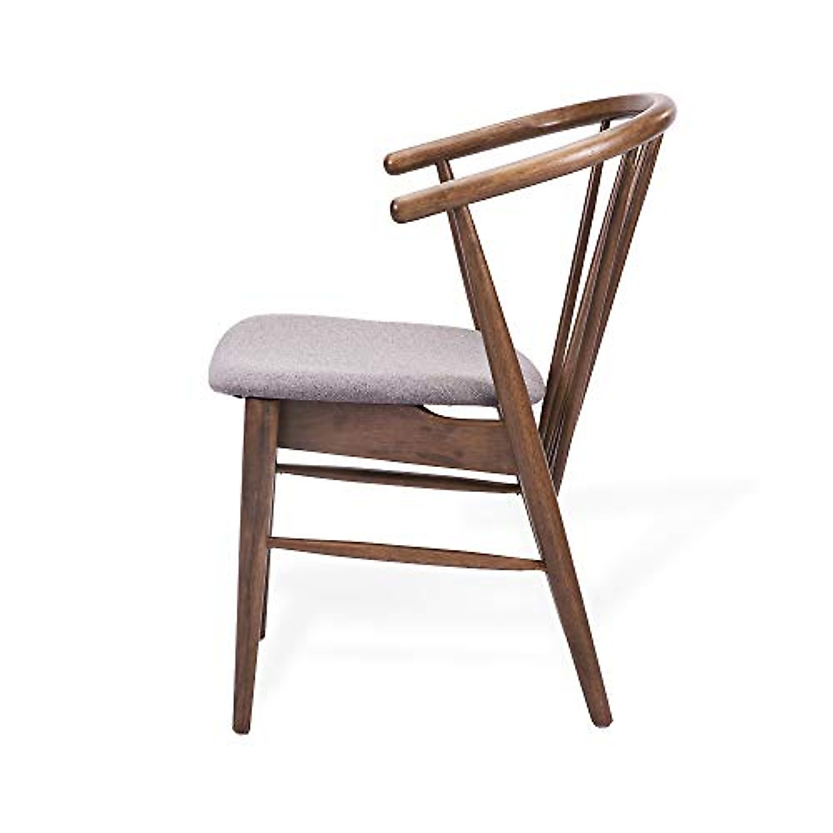 SunBear Furniture Set of 2 Toby Dining Chairs Kitchen Modern Solid Wood w/Padded Seat Medium Brown Color with Light Gray Cushion