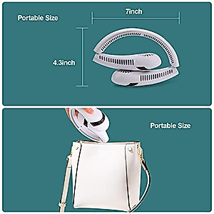 SKD RV Tech Portable Neck Fan, 5000mAh Foldable Personal Fan, Up to 12 Hours Hands-Free Bladeless Fan, Adjustable Portable Fan with USB Charging 3 Speeds for Kitchen, Office, Outdoor - White