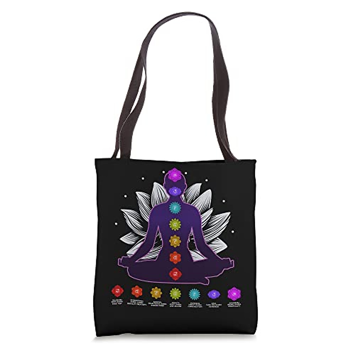 Yoga Meditation Seven Chakras Namaste Lotus Zen Spiritual Tote Bag