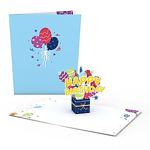 Lovepop Happy Birthday Balloon Box Paperpop® Card – Birthday Card – Handcrafted 3D Pop-Up Greeting Card – Birthday Card, 5 x 6.5”