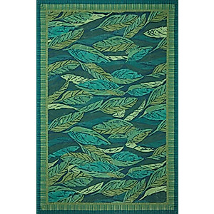 Loloi Justina Blakeney x Pisolino Collection PSO-04 Teal/Lagoon, Indoor/Outdoor 3'-6" x 5'-6" Accent Rug