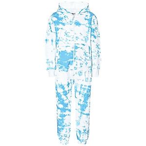A2Z 4 Kids Girls Boys A2Z Onesie One Piece Super Soft Fleece Hooded Zip Up Jumpsuit - Fleece Onesie 250 Blue 9-10