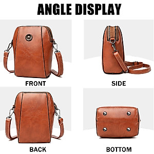 Mini Shoulder Crossbody Bag - Premium leather Retro All-Match Vertical Cellphone Bag Handmade Bag for Women (Black)