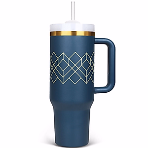 QXV 30 oz Tumbler with Handle and Straw Lid Insulated Reusable Stainless Steel Water Bottle Travel Mug Iced Coffee Cup Travel Mug for Hot and Cold Beverages, BPA-Free, 100% Leakproof Bottle