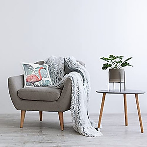 Stupell Industries Tropical Flamingo Lush Green Monstera Plant Leaves Design by Annie Warren Throw Pillow, 18 x 18, Pink