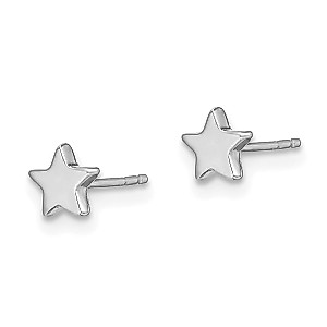 14K White Gold Star Earrings