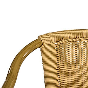 Safavieh PAT4000B-SET2 Outdoor Collection Dagny Natural and Light Brown Stacking Arm Chair