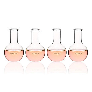ULAB Glass Wine Decanters, Flat Bottom, 8.45oz Flask, Borosilicate 3.3 Glass Material, Pack of 4, UBF1013